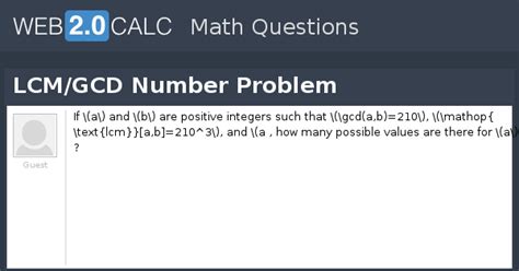 View Question Lcmgcd Number Problem