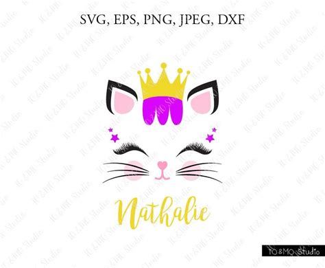 Cat Svg Kitty Svg Kitty Face Svg Cat Clip Art Cute Cat Face Svg Kitty Cat Princess Svg