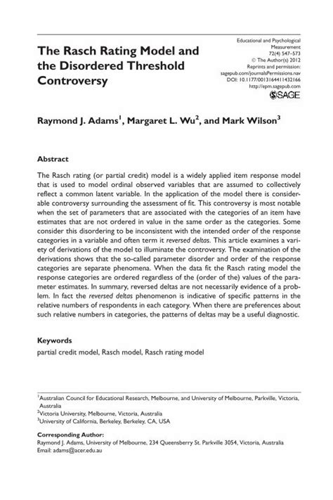 Pdf The Rasch Rating Model And 5pdf · The Rasch Rating Or Partial