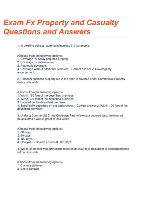 Exam Fx Property And Casualty Questions With 100 Correct Answers Fx Property And Casualty