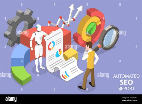 3d Isometric Flat Vector Conceptual Illustration Of Automated Seo Report Digital Marketing