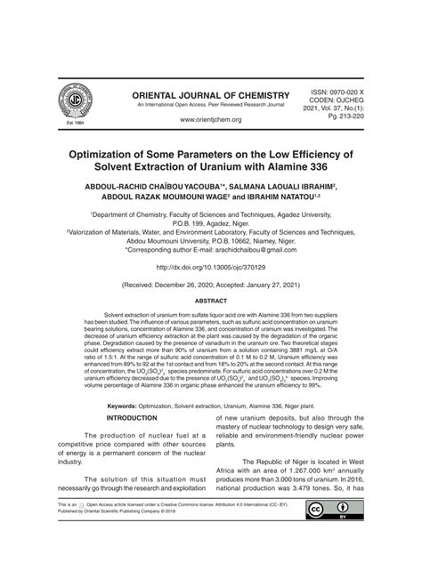 Pdf Optimization Of Some Parameters On The Low Efficiency Of Solvent