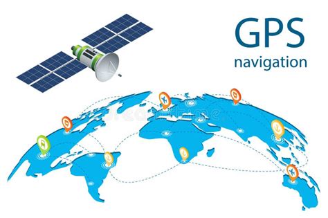 Isometric GPS Navigation In The Phone With A Red Pointer Gps Tracking Map Stock Vector