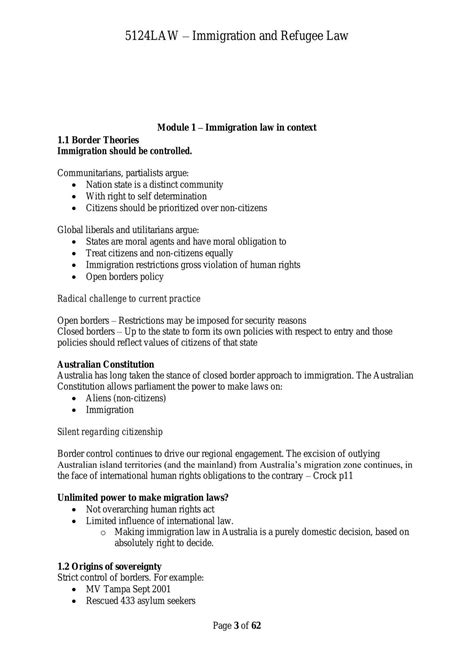 Immigration And Refugee Law Lecture Notes 5124law Immigration And Refugee Law Griffith