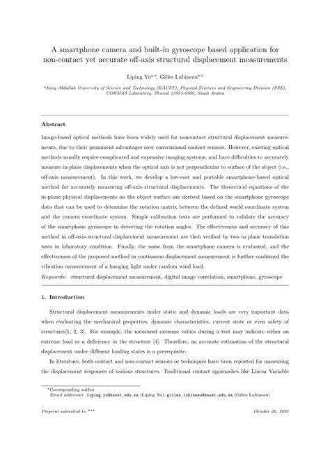 Pdf A Smartphone Camera And Built In Gyroscope Based Application For