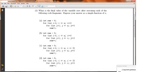 Solved What Is The Final Value Of The Variable Sum After