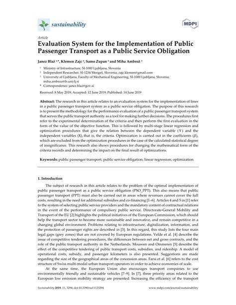 Pdf Evaluation System For The Implementation Of Public Passenger Transport As A Public Service