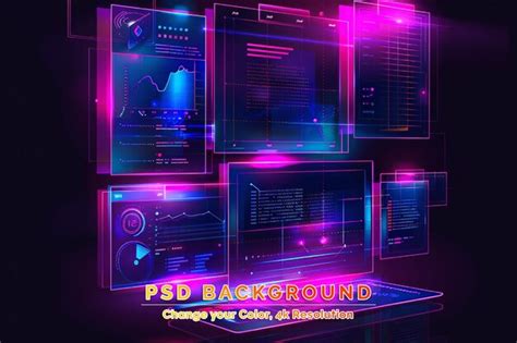 Premium Psd Digital Cyberspace Circuit Board In Neon Glow Lines With