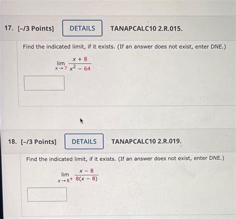 Solved Find The Indicated Limit If It Exists If An Answer