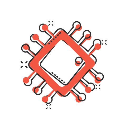 Computer Cpu Icon In Comic Style Circuit Board Cartoon Vector