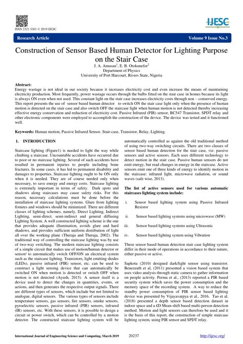 PDF Construction Of Sensor Based Human Detector For Lighting Purpose On The Stair Case