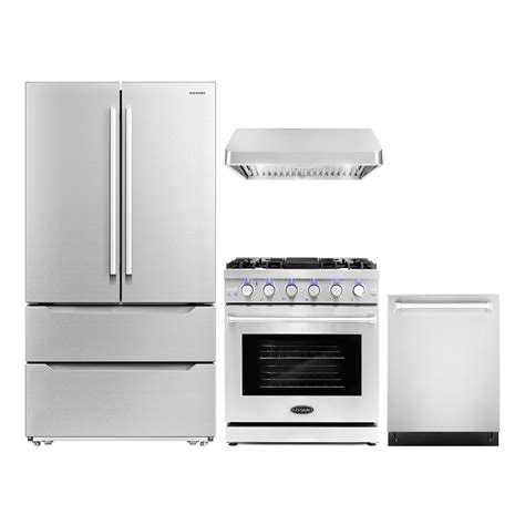 Cosmo 4 Piece Kitchen Appliance Package With 30 Freestanding Gas Range