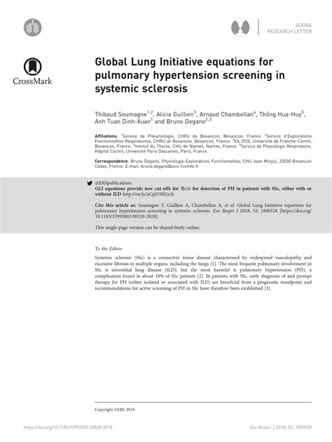 PDF Global Lung Initiative Equations In Pulmonary Hypertension Screening In Systemic Sclerosis