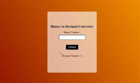 Binary To Decimal Converter Using Htmlandcss In Vanillajs With Source