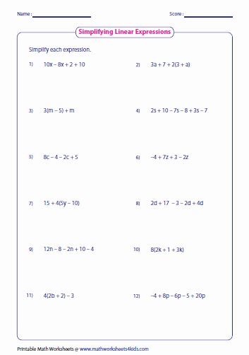 50 Simplifying Expressions Worksheet With Answers Chessmuseum