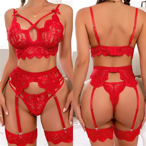 Lencería Erótica Sexy Para Mujer Sujetador Y Bragas Ligas Conjuntos