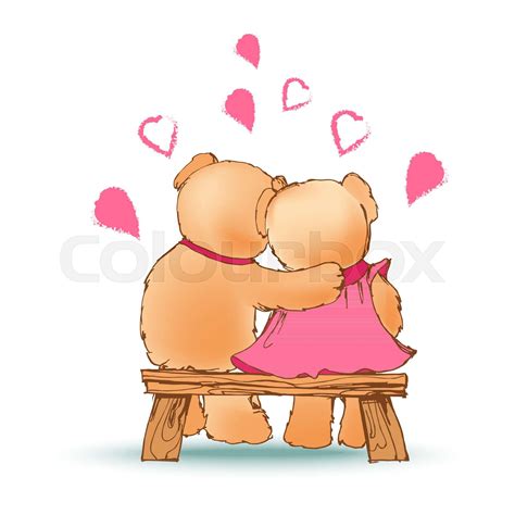 Couple Of Bears Sitting Love Vector Illustration Stock Vector Colourbox