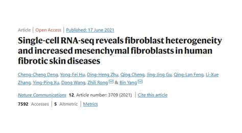 文献 5 单细胞转录组揭示人类纤维化皮肤病中成纤维细胞的异质性 知乎