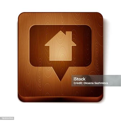 흰색 배경에 격리 된 집 아이콘갈색지도 포인터 홈 위치 마커 기호입니다 나무 사각형 버튼입니다 벡터 일러스트레이션 0명에 대한