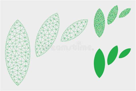 Flora Leaf Abstraction Vector Mesh 2d Model And Triangle Mosaic Icon Stock Vector Illustration