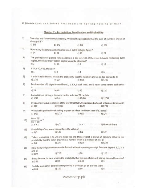 7 Permutation Combination And Probability Pdf