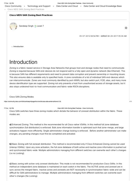 Cisco Mds San Zoning Best Practices Cisco Community Pdf Computing Computer Science