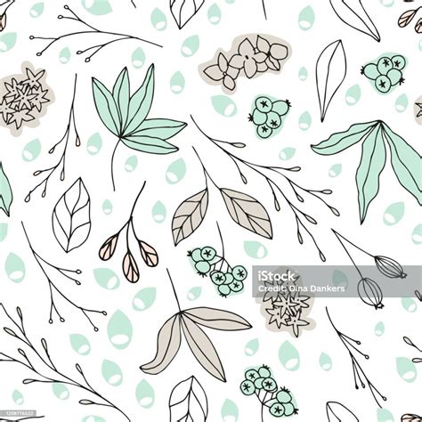 꽃 잎과 열매와 꽃 벡터 원활한 패턴 빈티지 스타일의 밝은 파스텔 색상의 아름다운 손으로 그린 꽃 0명에 대한 스톡 벡터 아트 및 기타 이미지 Istock