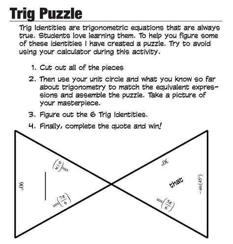Trig Puzzle — Roybot Worksheets Library