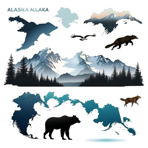 Premium Vector Alaska Vector Set White Background Isolated A High Quality