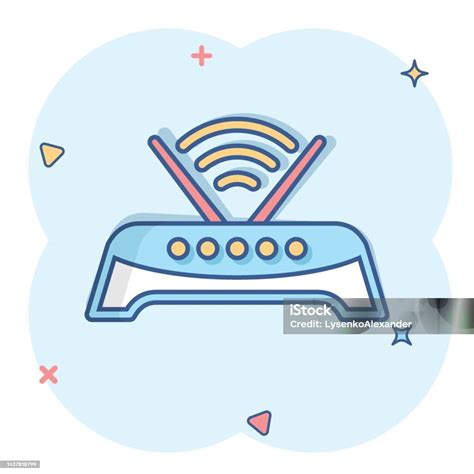 Ikon Router Wifi Dalam Gaya Komik Ilustrasi Vektor Kartun Broadband Ikon Router Wifi Dalam Gaya Komik Ilustrasi Vektor Kartun Broadband
