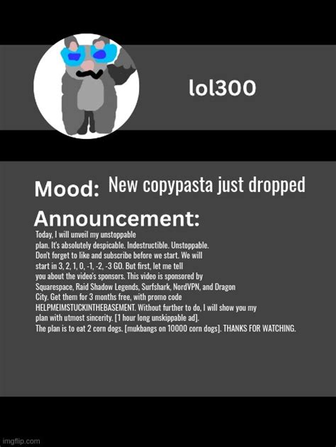 lol300 announcement template v4 thanks conehead imgflip