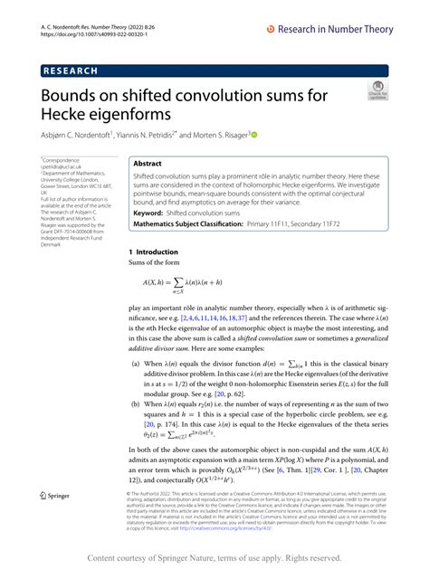 Pdf Bounds On Shifted Convolution Sums For Hecke Eigenforms