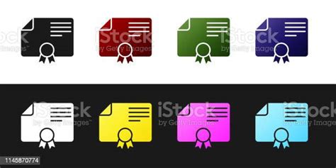 설정 인증서 템플릿 아이콘 흑백 배경에 고립 업적 수상 학위 보조금 디플로마의 개념 비즈니스 성공 인증서 벡터 일러스트 0명에 대한 스톡 벡터 아트 및 기타 이미지 Istock