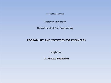 PPT PROBABILITY AND STATISTICS FOR ENGINEERS PowerPoint Presentation ID
