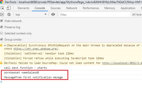 Notifications In Pega Read Published Messages Using Javascript