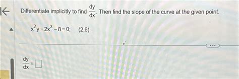 Solved Differentiate Implicitly To Find Dydx Then Find The Chegg
