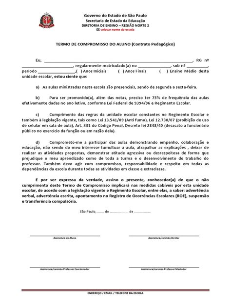 Termo Compromisso Aluno Pdf Escolas