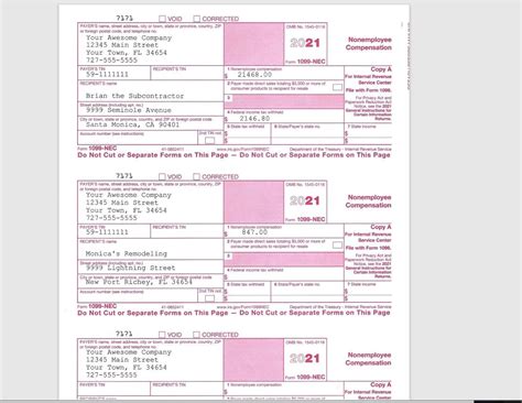 Excel Templates To Print Onto Red Irs 1099 Forms