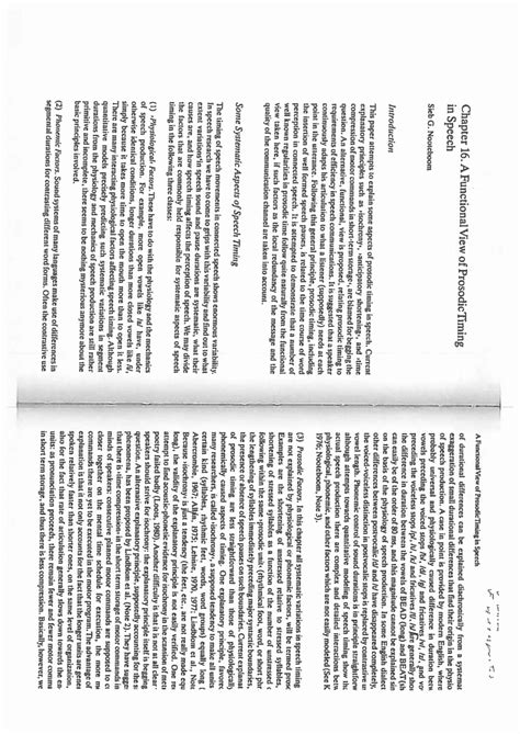 Pdf A Functional View Of Prosodic Timing In Speech