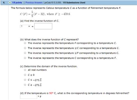 solved the formula below represents celsius temperature c as