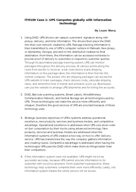 Itm100 Case 1 Using Diad Ups Drivers Can Capture Customers