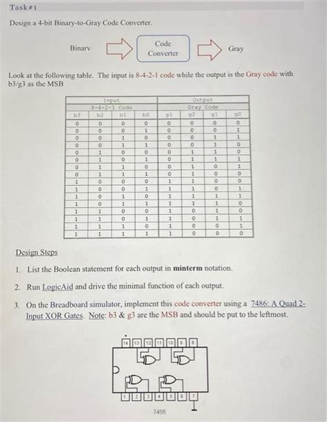 Solved Task Design A Bit Binary To Gray Code Converter Chegg