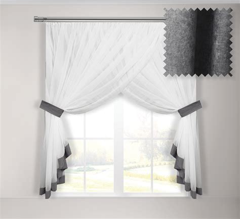 Тюль для Кухни Кларис 300 Х 160см Серая Занавеска на Тесьме — Купить Недорого на Bigl Ua