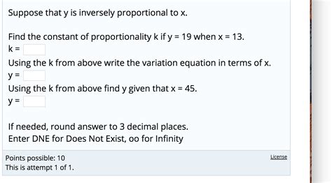 Solved Suppose That Y Is Inversely Proportional To X Find