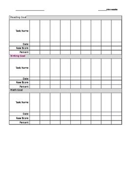 Progress Monitoring Data Sheet By Taught A Lot Of Grades TPT