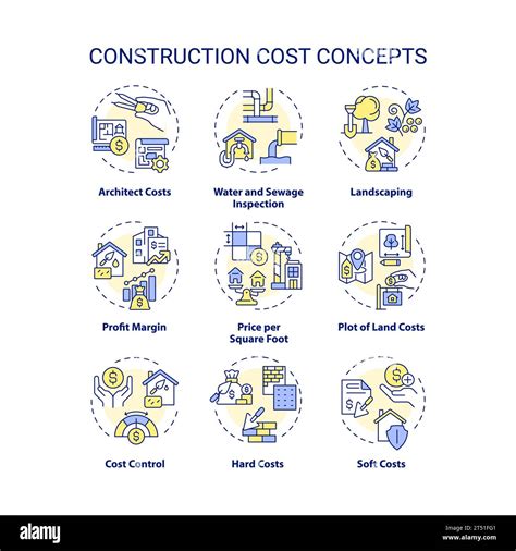 Editable Thin Line Icon Set Representing Construction Cost Stock Vector Image And Art Alamy