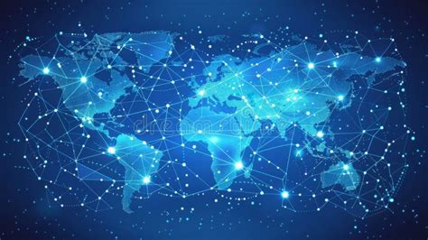 Global Network Connection Concept With Digital World Map Stock Illustration Illustration Of