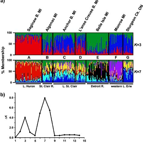 A Estimated Yellow Perch Population Structure From Bayesian Structure