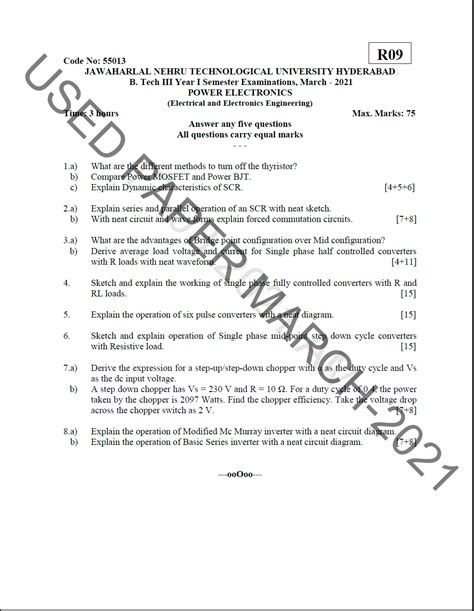 Jntuh B Tech Power Electronics March 2021 Question Paper University Question Papers