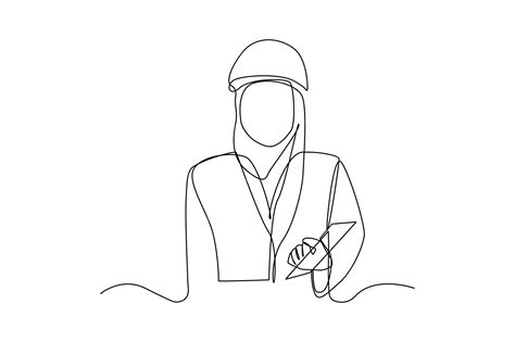 Premium Vector Single Continuous Line Drawing Of Young Female Architect Holding Blueprint